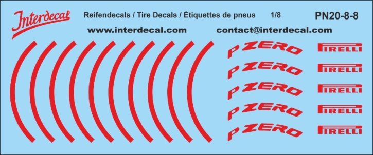 Tire Decal Pirelli Formel 1 1/8 Waterslidedecals red 160x80mm ...