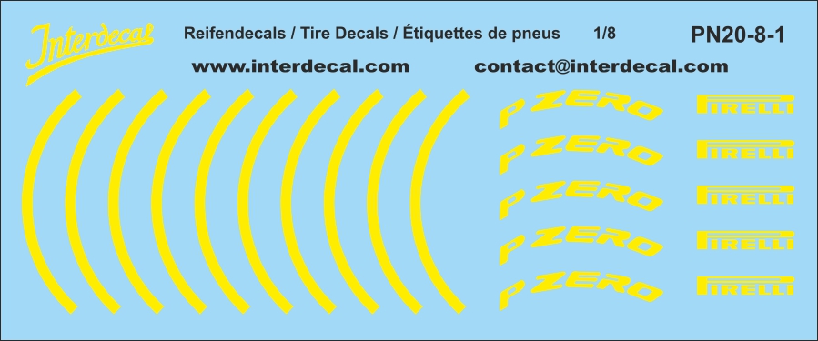Tire Decal Pirelli Formel 1 1/8 Waterslidedecals yellow 160x80mm ...